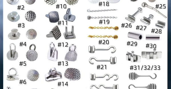 Dental Orthodontic Lingual Button Crimpable Hooks Metal Bondable Direct ...